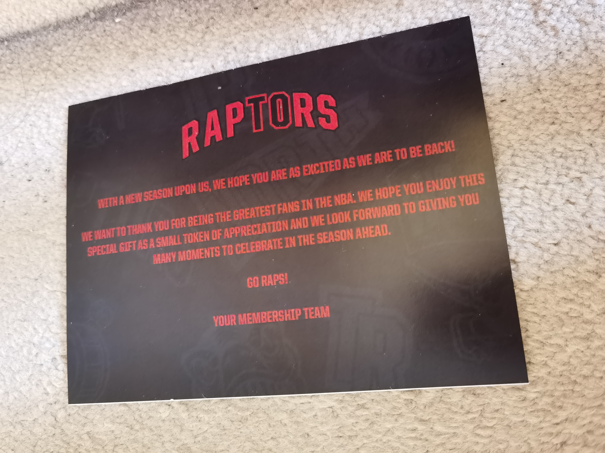 A Surprise Gift from the Toronto Raptors for the Season Tix Holder ...